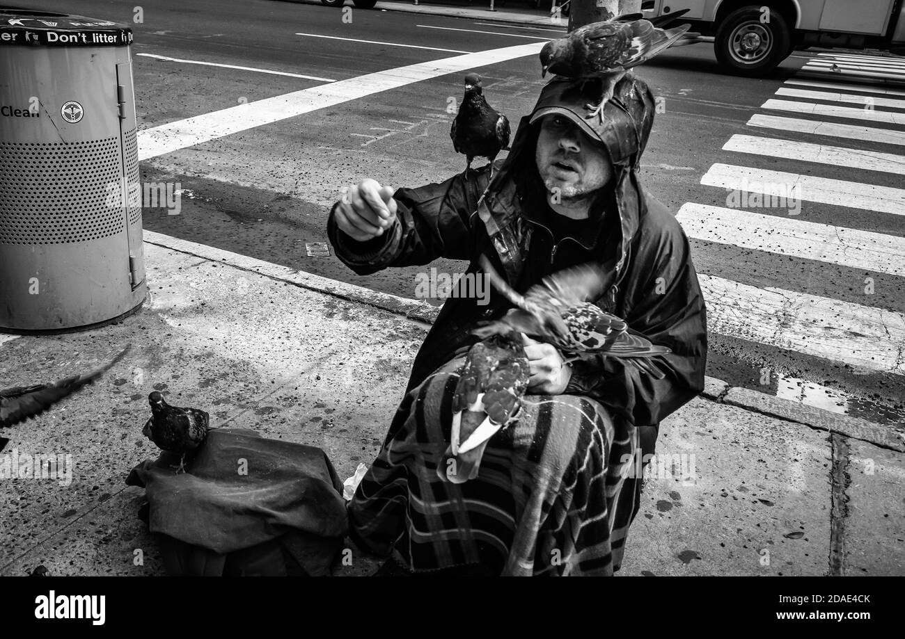 New York, USA - Sep 24, 2018: Black and white image of Manhattan street ...