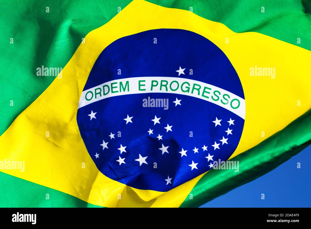 Brazilian flag waving in the wind Stock Photo - Alamy