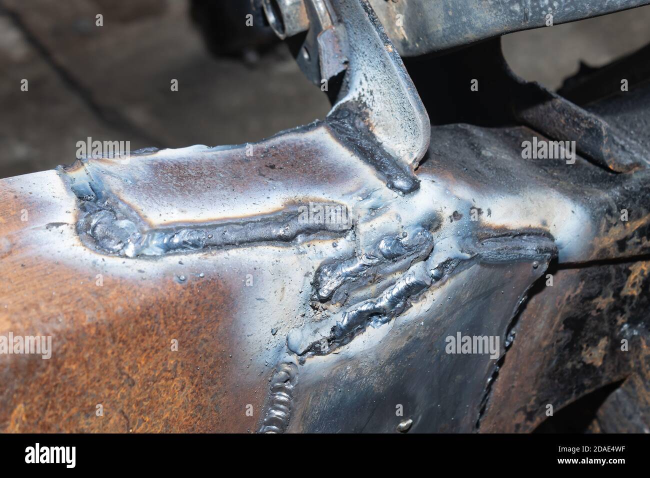 Zoom View of Weld Car Chassis Repair with Rust Frame Stock Photo - Alamy