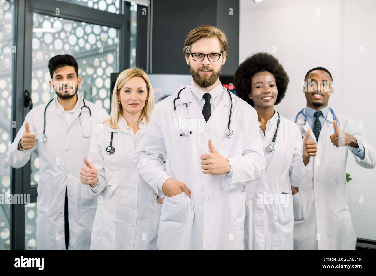 Health care, people and medicine concept. Multiethnic group of happy ...