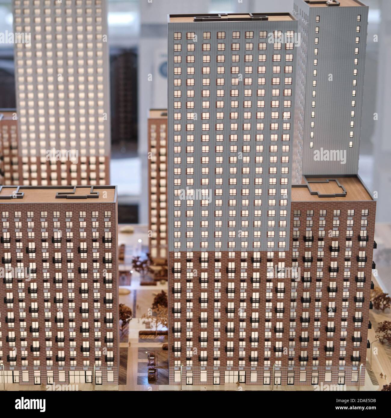 Layout of a residential complex of high-rise buildings, close-up ...