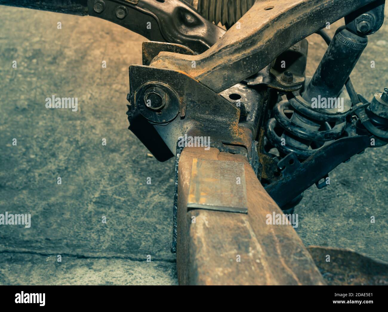 Car Lower Arm and Crack Car Chassis or Car Frame and Shock Absorber in ...