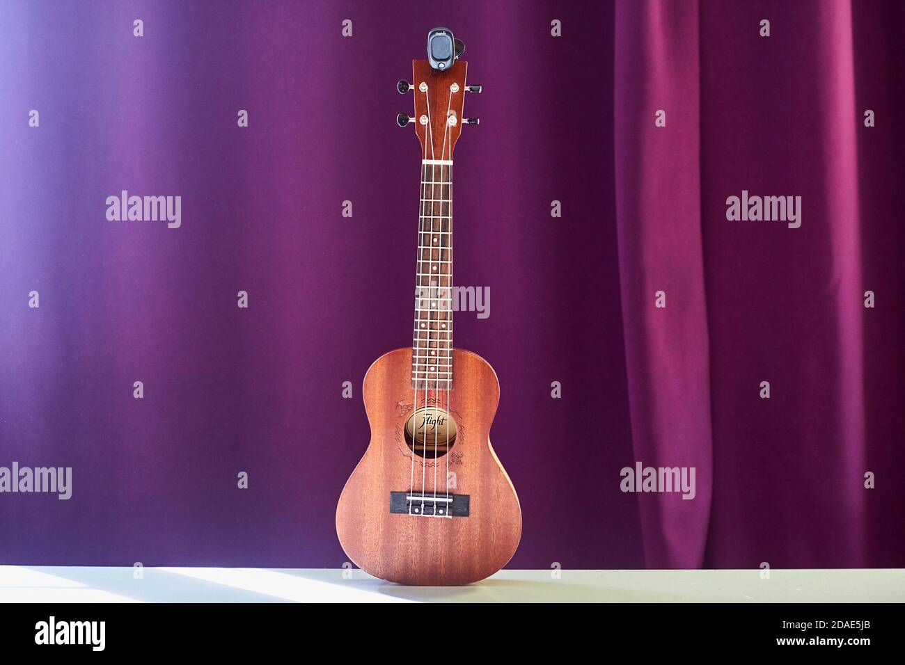 Moscow / Russia 26 03 2019: Flight Model: NUC 10. Small wooden guitar ...