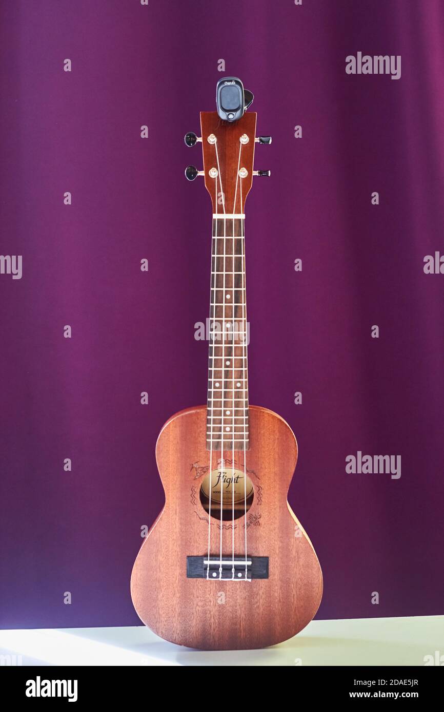 Moscow / Russia 26 03 2019: Flight Model: NUC 10. Ukulele stands on a ...