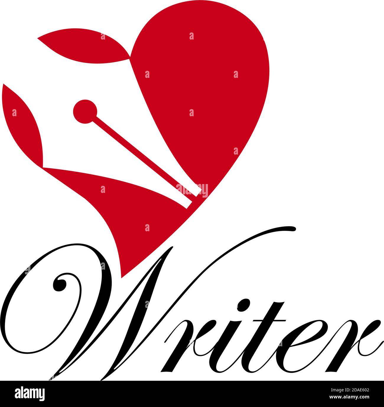 Vector sign writer. Fountain pen in a heart. Love story Stock Vector ...