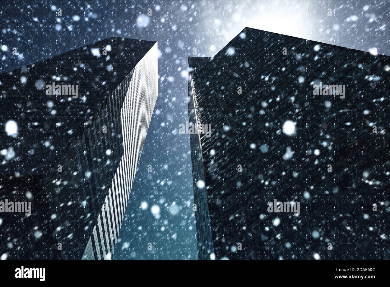 New York City. Winter concept. Falling snow in NYC. Winter Manhattan in ...