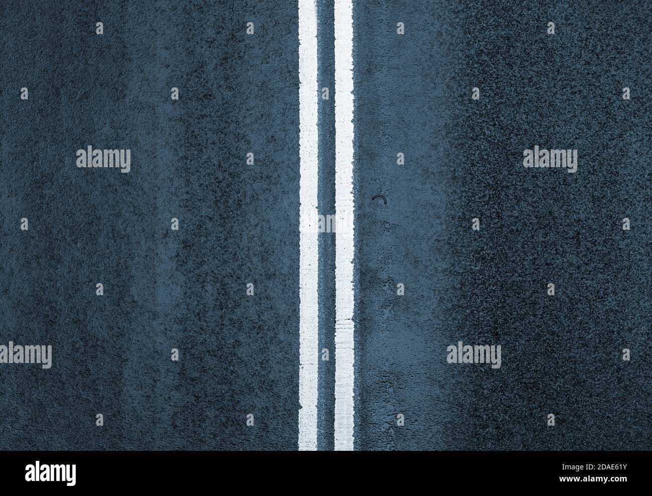 Blue road markings on asphalt on the street of Manhattan in New York ...