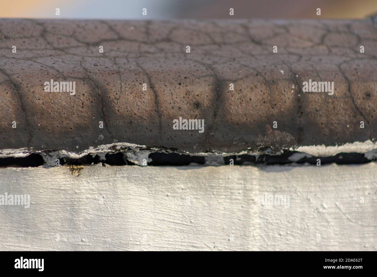 A closeup look at aged terra cotta tiles on a Bronx rooftop Stock Photo ...