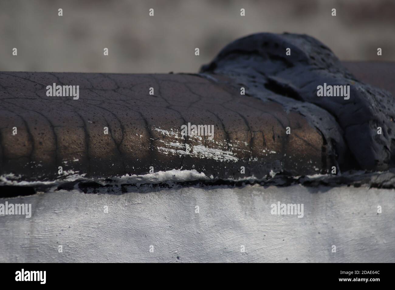 A closeup look at aged terra cotta tiles on a Bronx rooftop Stock Photo ...