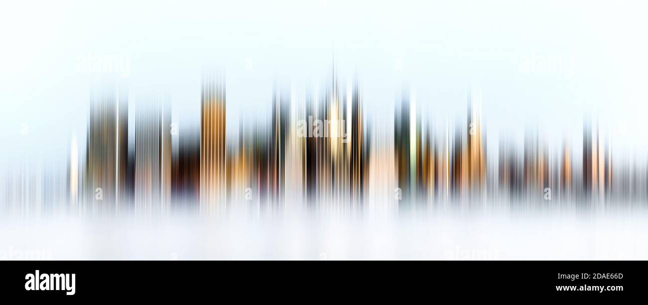 Abstract blurred New York City background. Manhattan early morning ...