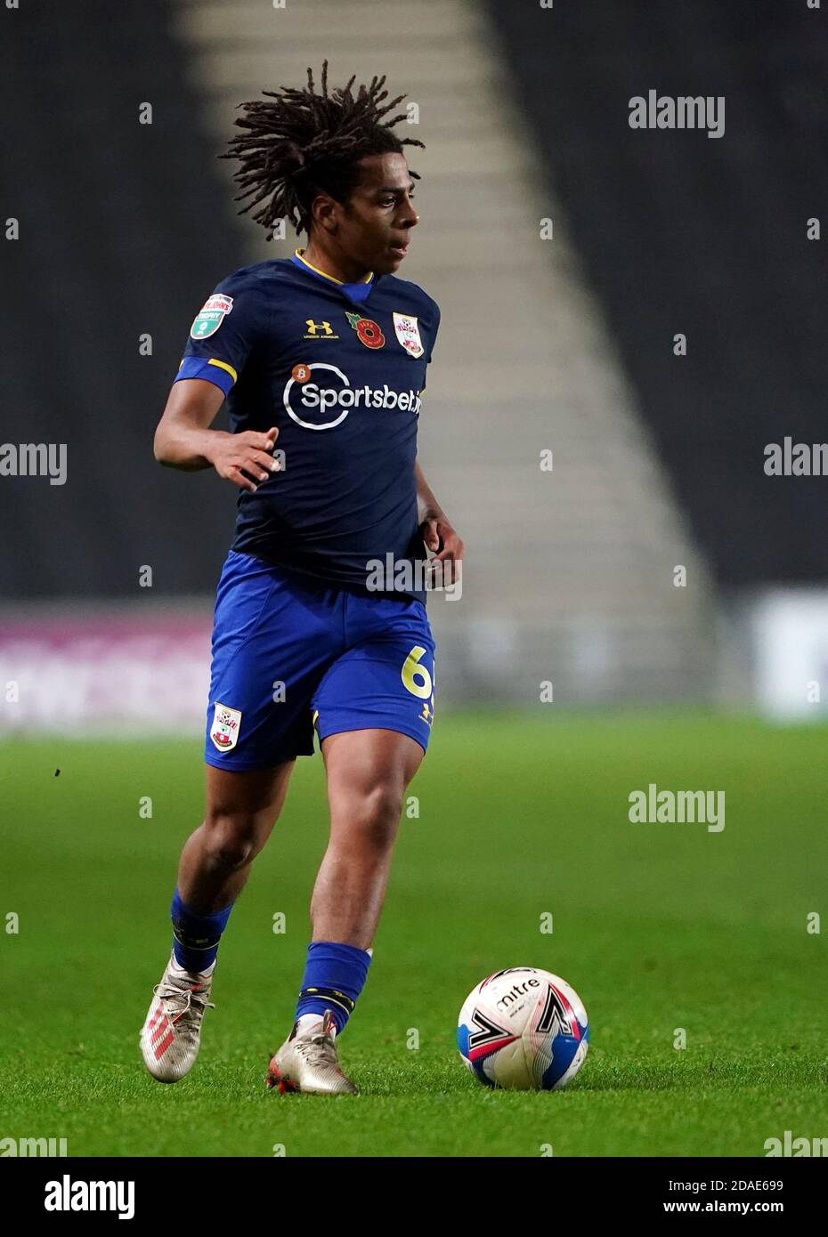 Southamton's Caleb Watts during the Papa John's Trophy match at Stadium ...