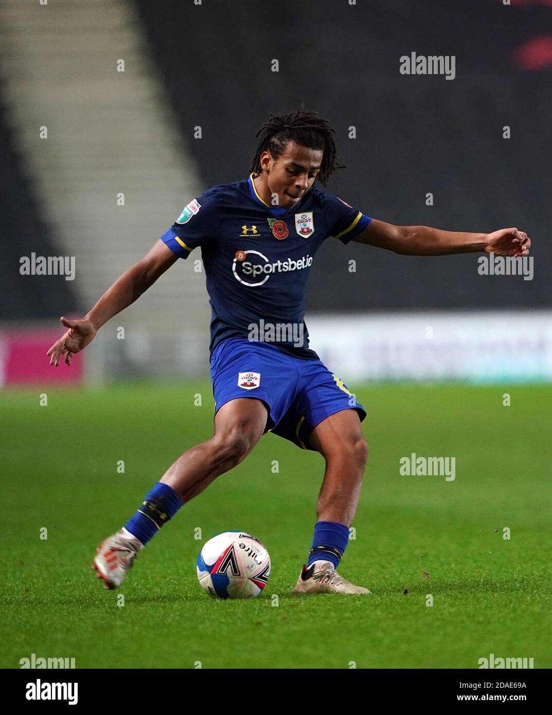 Southamton's Caleb Watts during the Papa John's Trophy match at Stadium ...