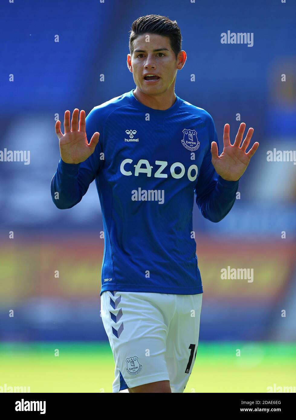 Everton's James Rodriguez reacts during the Premier League match at ...