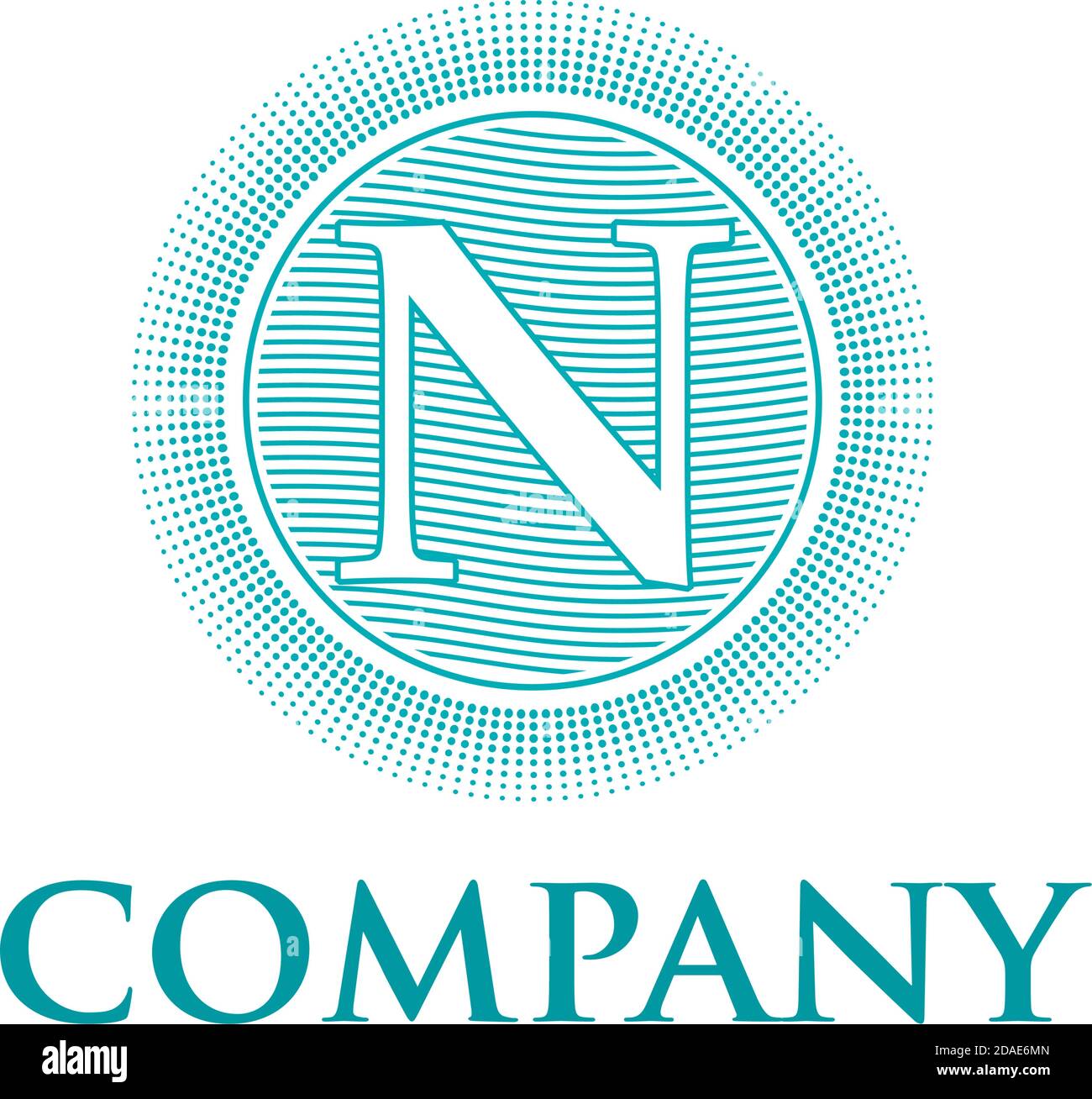 Elegant vector monogram initial letter N with sun and waves Stock ...