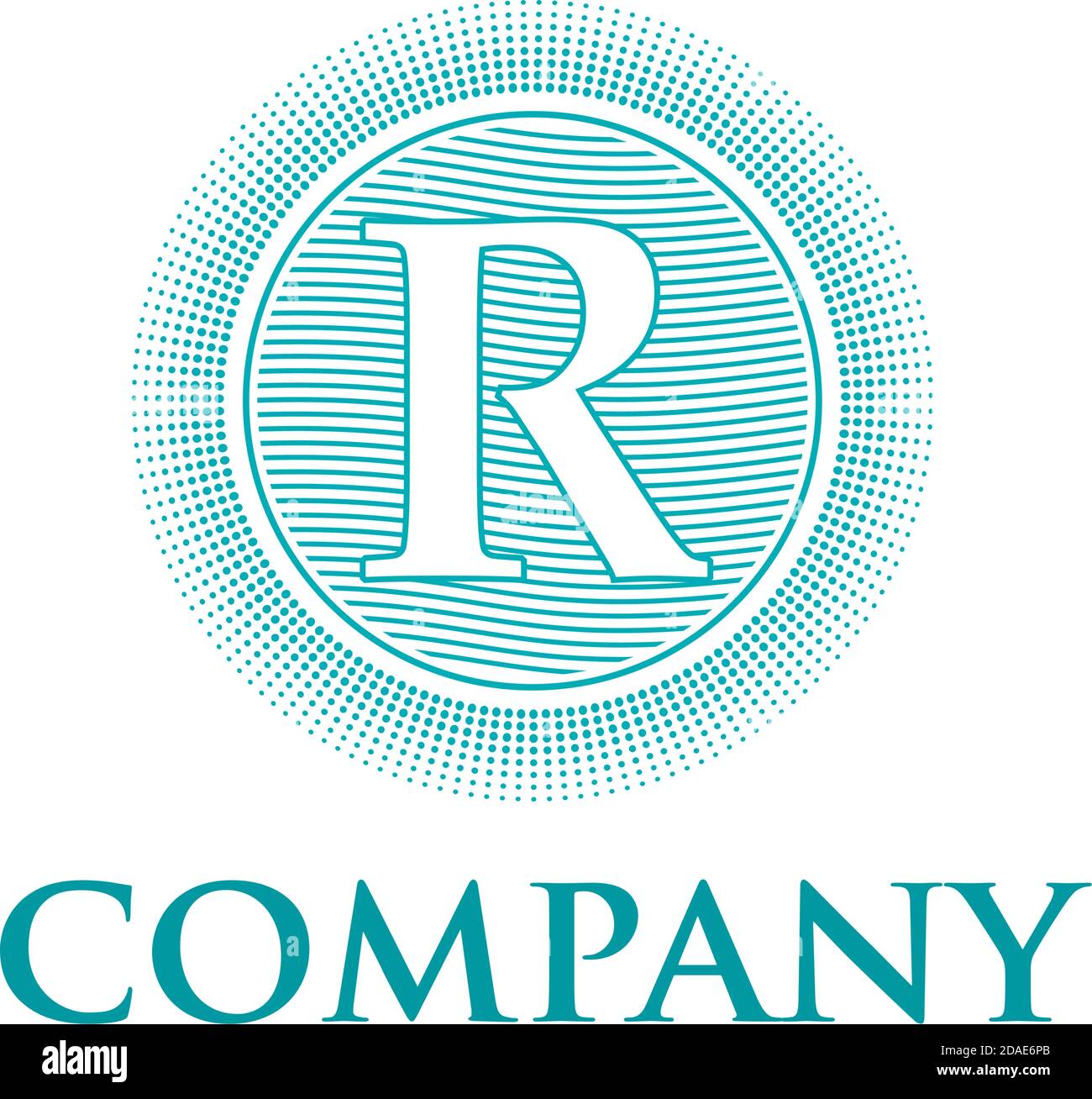 Elegant vector monogram initial letter R with sun and waves Stock ...
