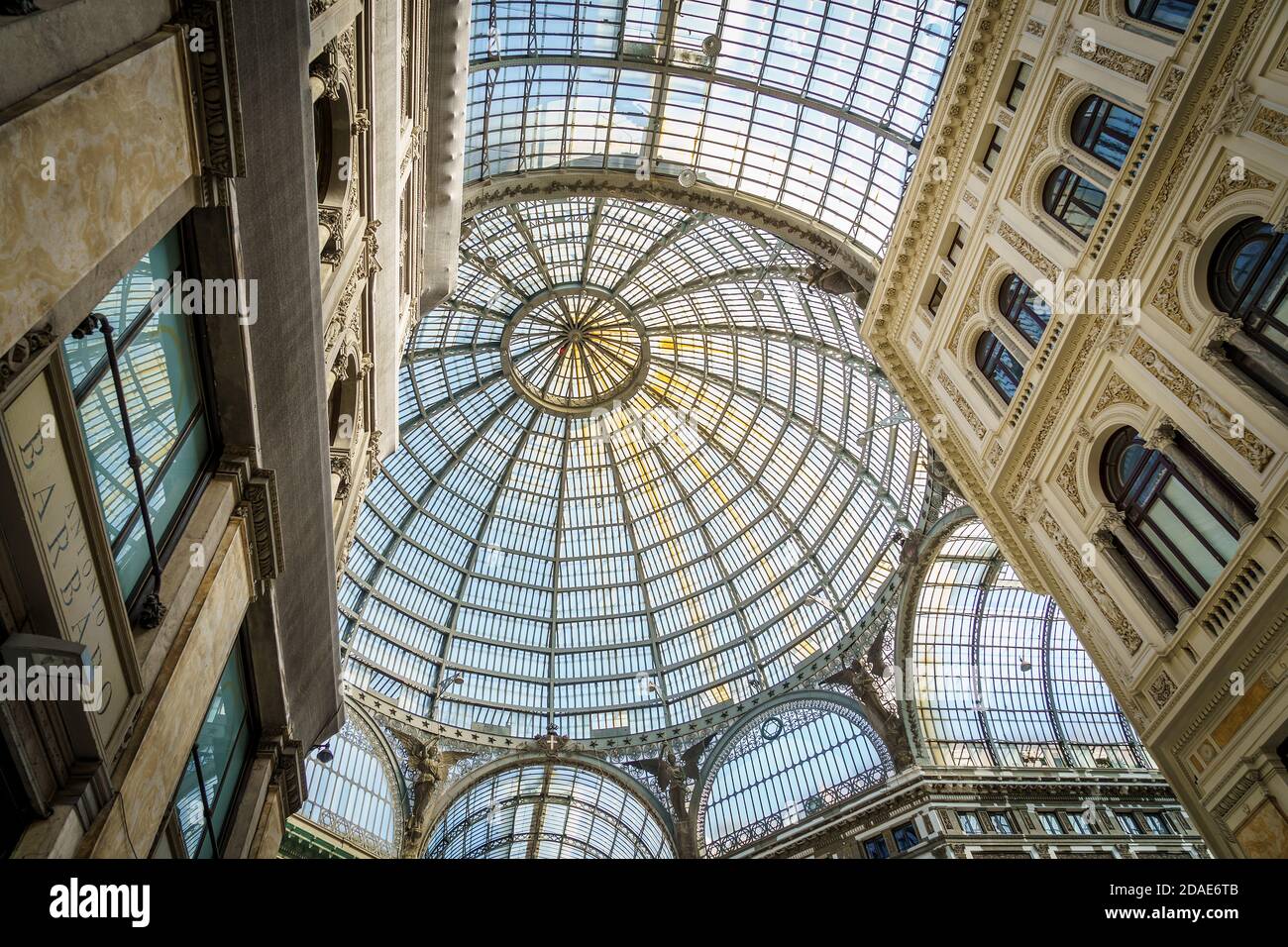 Naples, Campania, Italy, October 2020: The Glass rooftop of Galleria ...