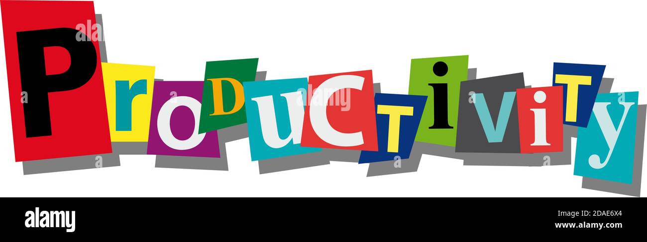 productivity, word and text cut from paper, in flat design Stock Vector ...