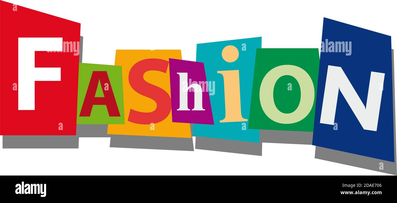 fashion, word and text cut from paper, in flat design Stock Vector ...