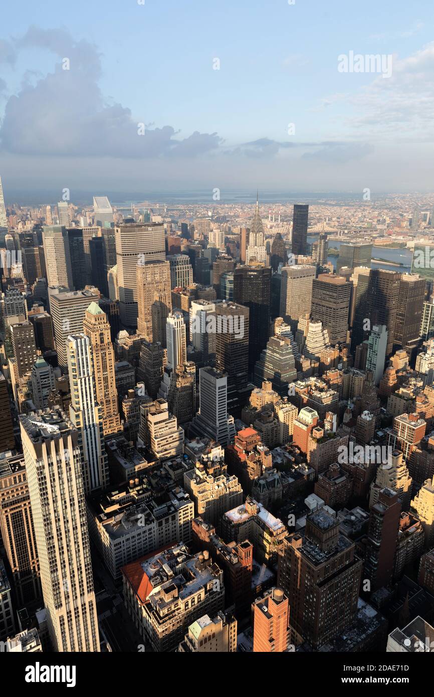 NEW YORK, USA - Sep 17, 2017: Streets and roofs of Manhattan in the ...