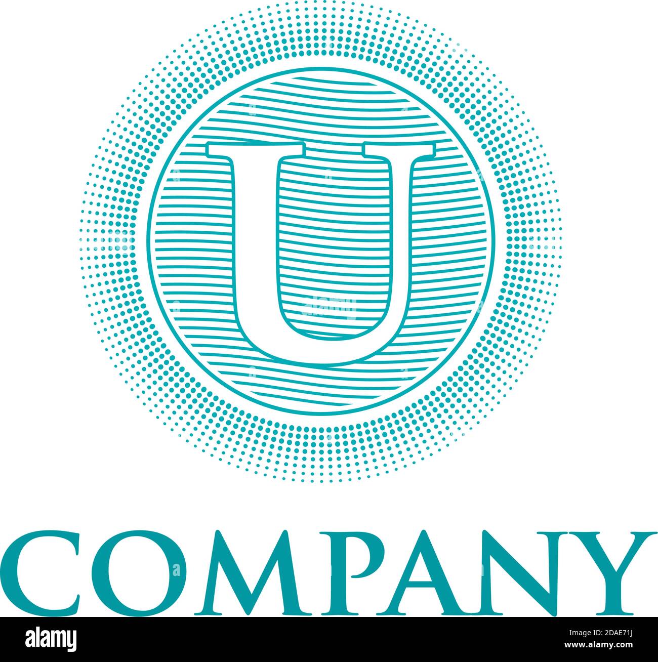 Elegant vector monogram initial letter U with sun and waves Stock ...