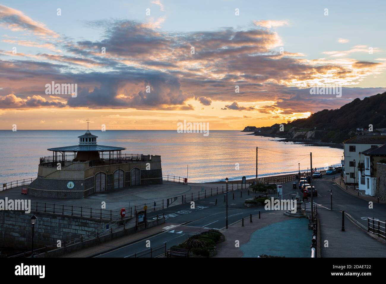 The Rotunda Bandstand and Esplanade at sunset, Ventnor, Isle of Wight ...