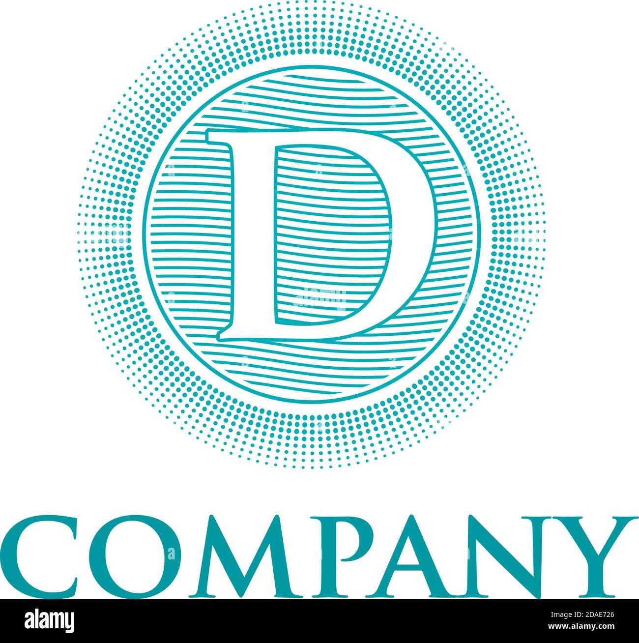 Elegant vector monogram initial letter D with sun and waves Stock ...