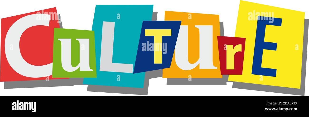 culture, word and text cut from paper, in flat design Stock Vector ...