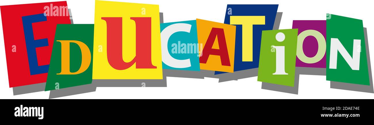 education, word and text cut from paper, in flat design Stock Vector ...