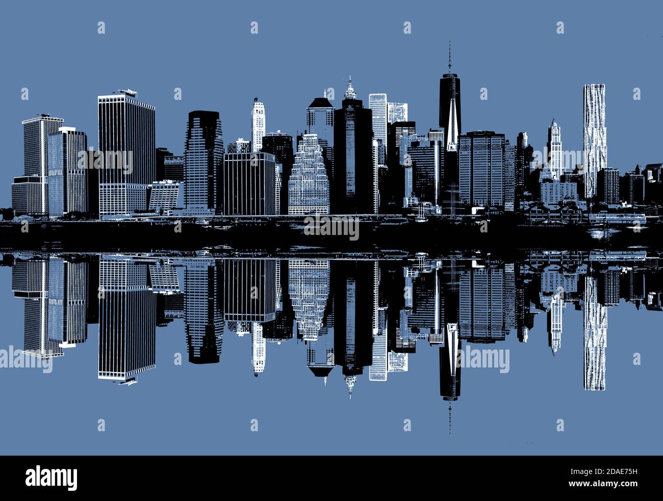 Abstract image of manhattan. Morning New York City skyline panorama ...