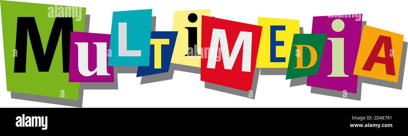 multimedia, word and text cut from paper, in flat design Stock Vector ...