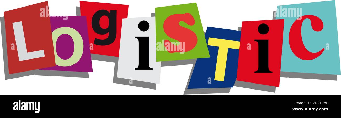 logistic, word and text cut from paper, in flat design Stock Vector ...