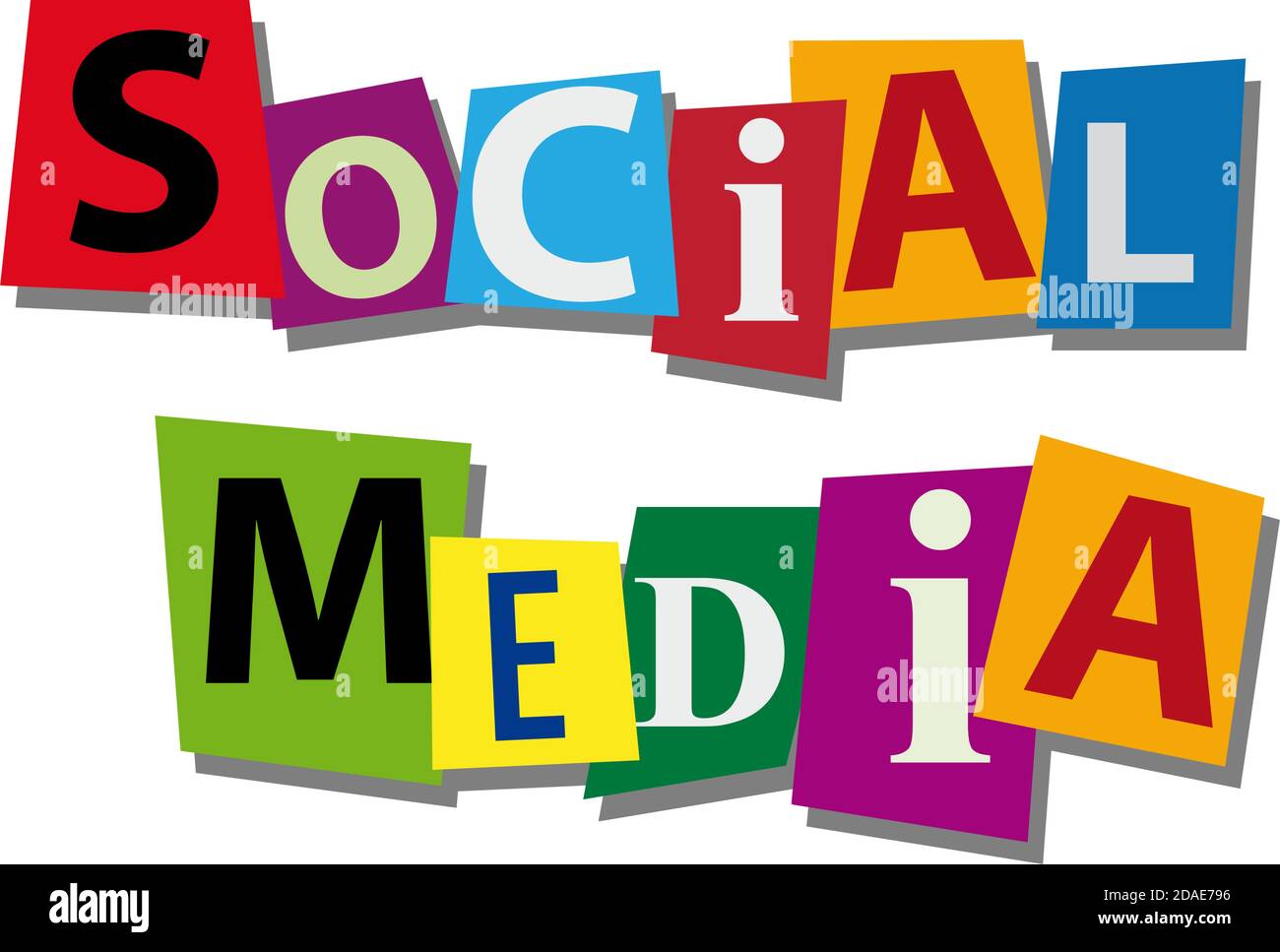 Social media, word and text cut from paper, in flat design Stock Vector ...