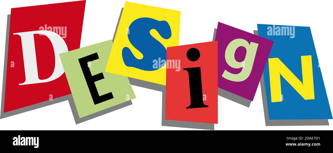 design, word and text cut from paper, in flat design Stock Vector Image ...