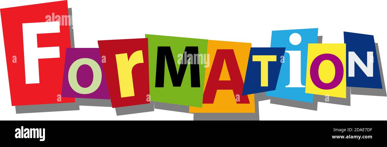 Formation, word and text cut from paper, in flat design Stock Vector ...