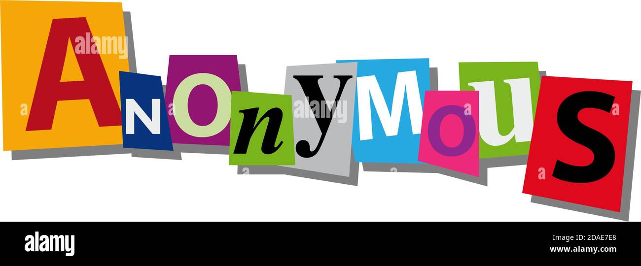 anonymous, word and text cut from paper, in flat design Stock Vector ...