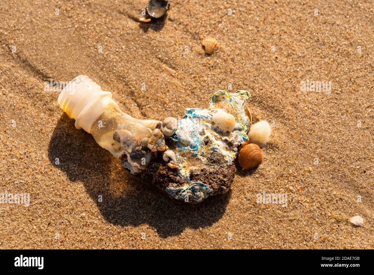 Sea plastic trash. Plastic Bottle on beach throw away by Sea Water ...