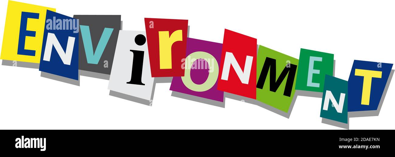 environment, word and text cut from paper, in flat design Stock Vector ...