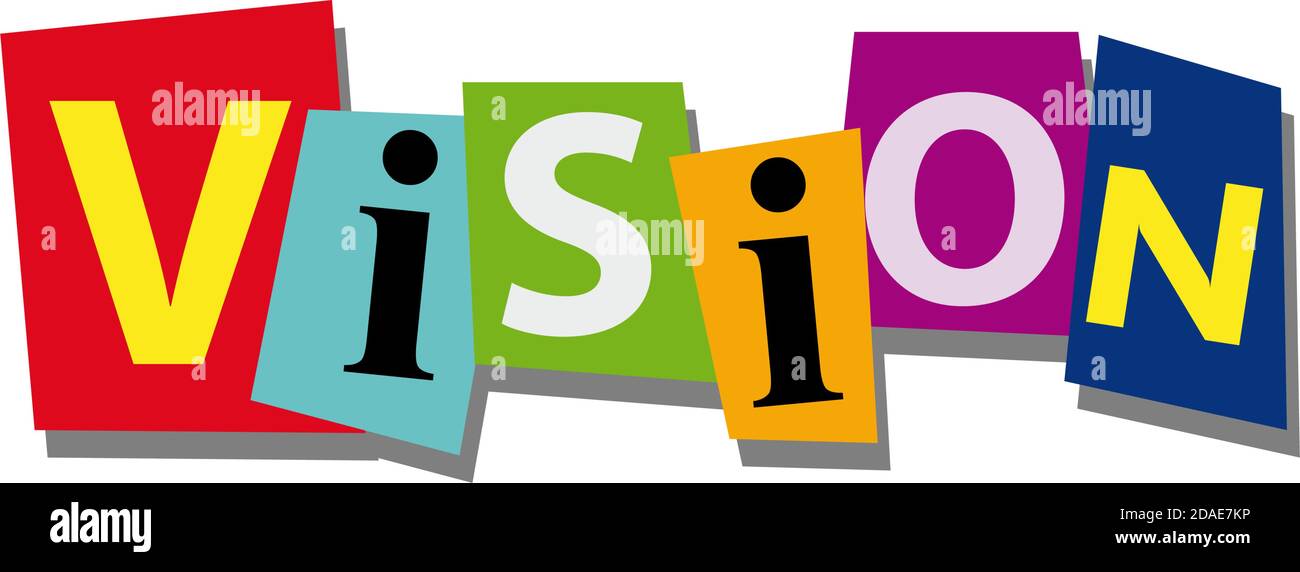 vision, word and text cut from paper, in flat design Stock Vector Image ...