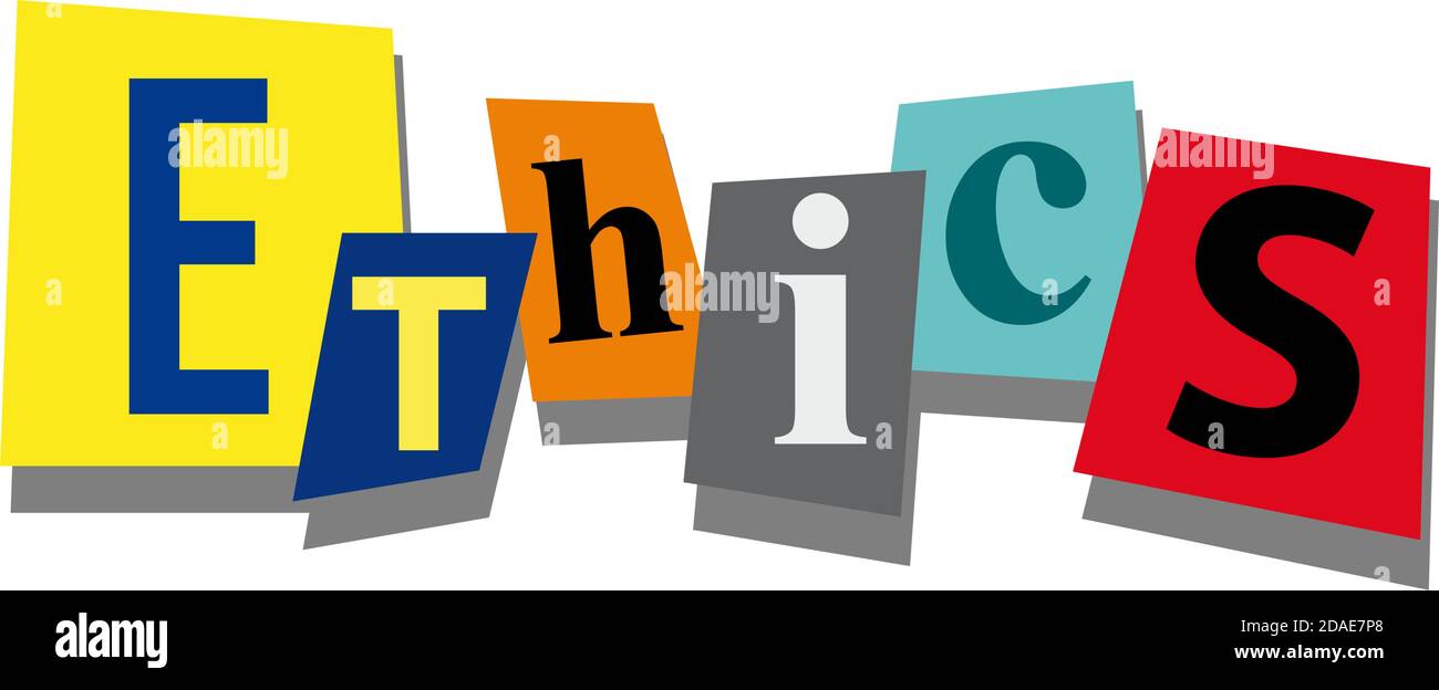 ethics, word and text cut from paper, in flat design Stock Vector Image ...