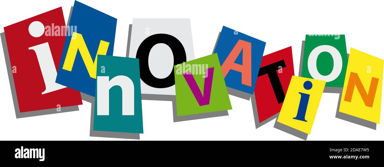innovation, word and text cut from paper, in flat design Stock Vector ...