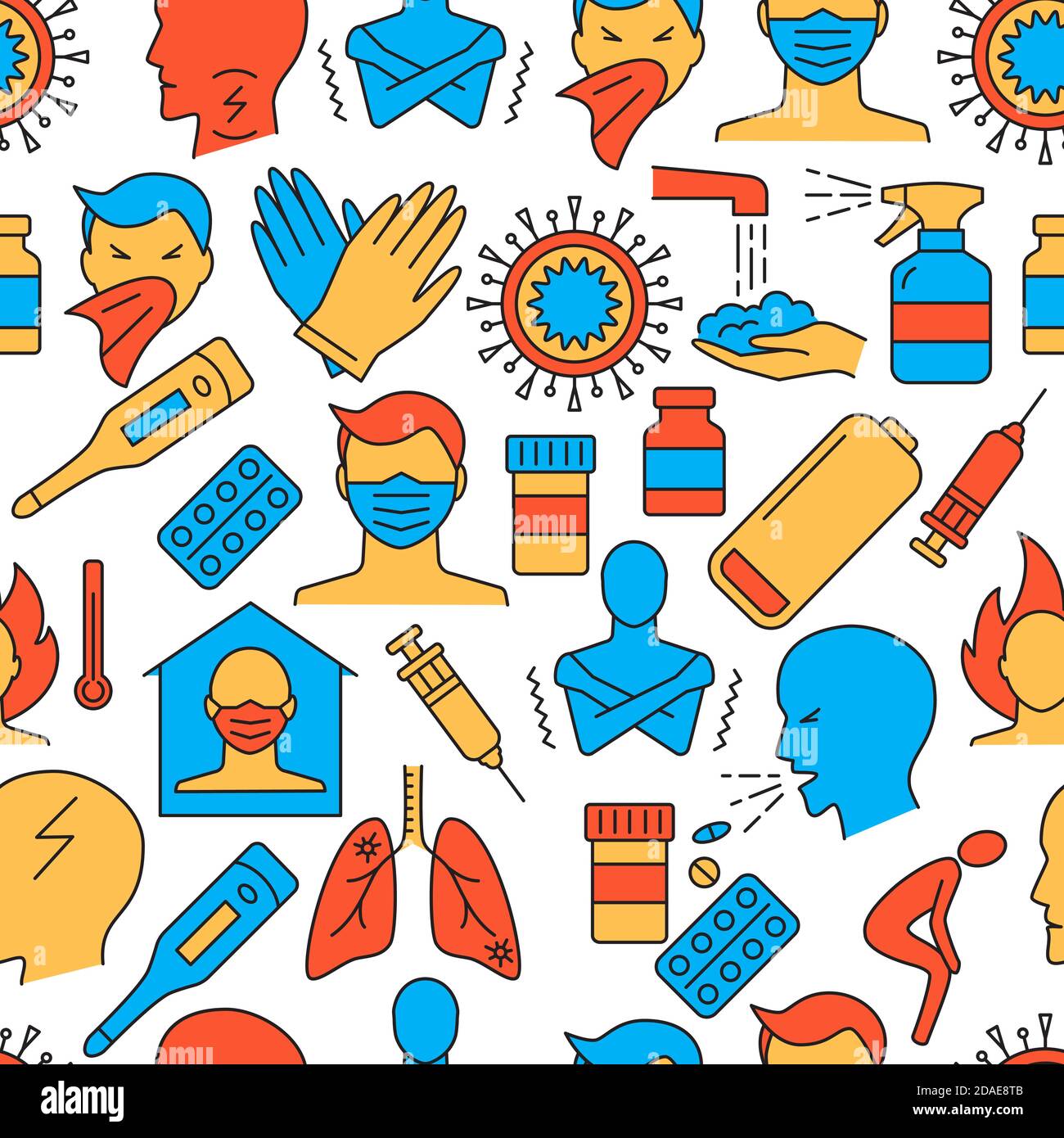 Flu and influenza seamless pattern in flat style Stock Vector Image ...