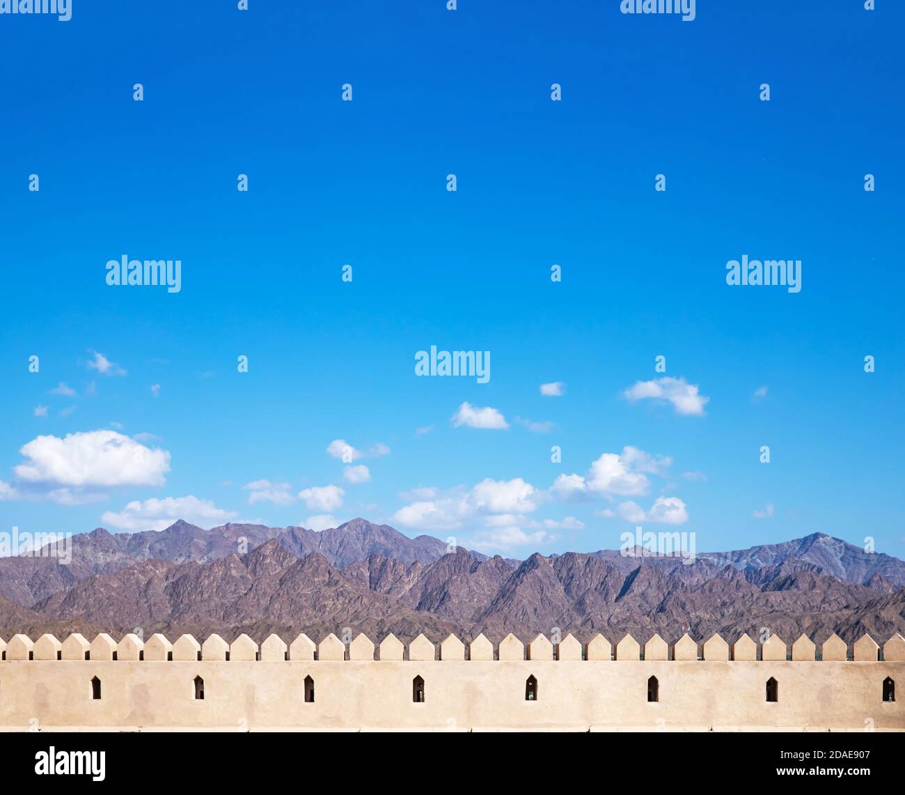 Rustaq Fort. Copy Space. Rustaq, Muscat, Oman Stock Photo - Alamy