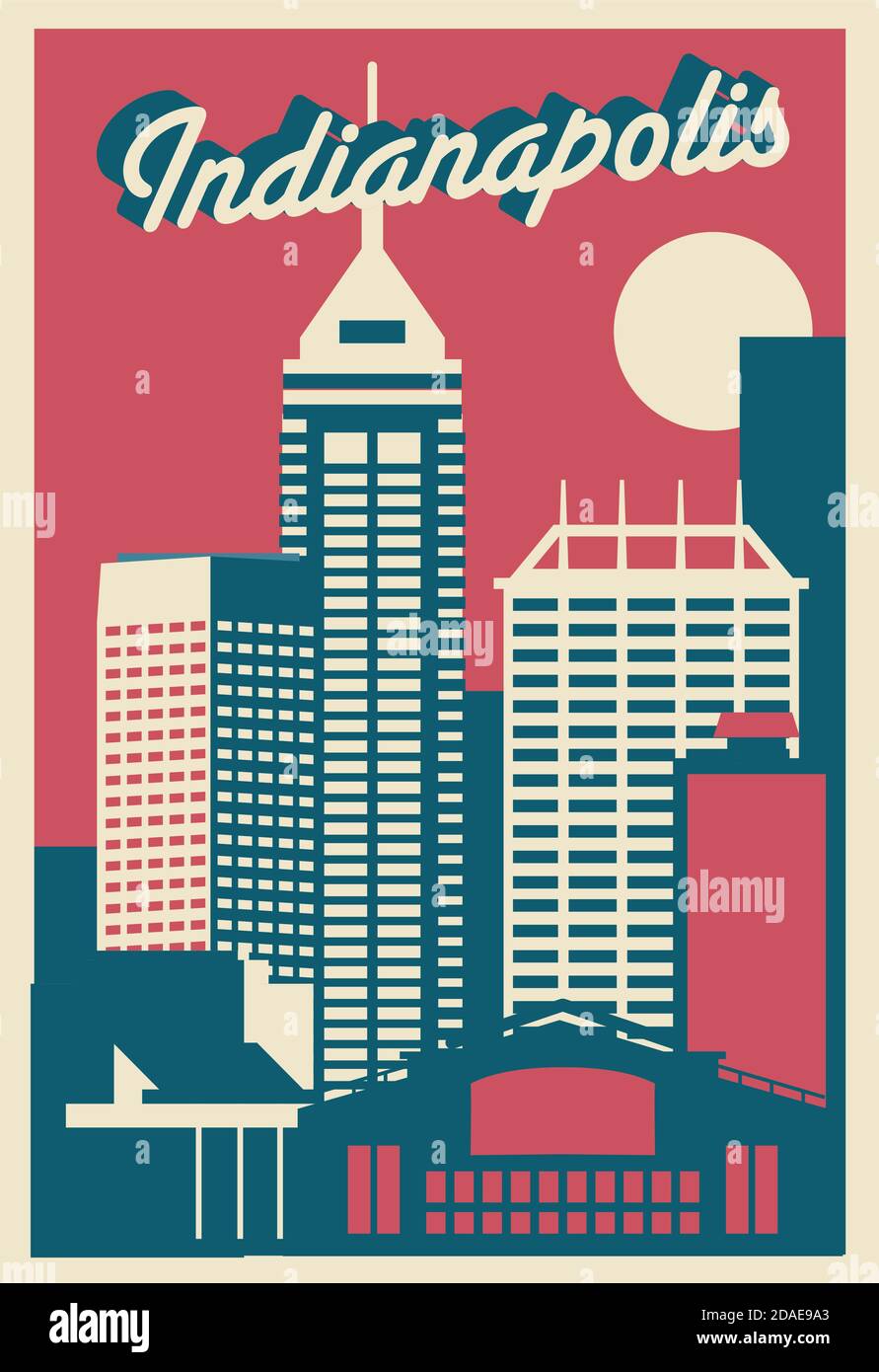 Indianapolis postcard skyline Stock Vector Image & Art - Alamy