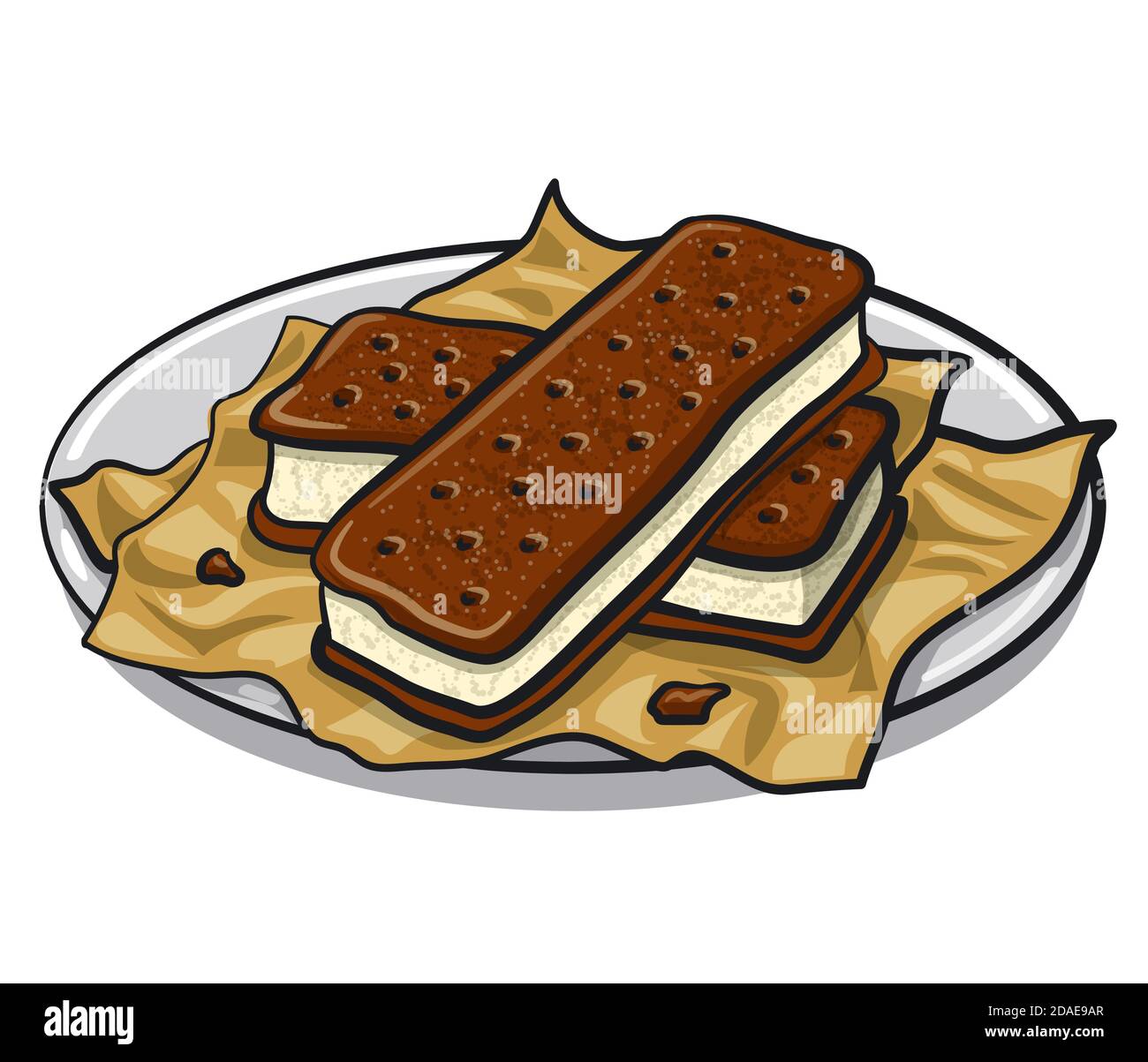 illustration of the ice cream sandwiches on the plate Stock Vector ...