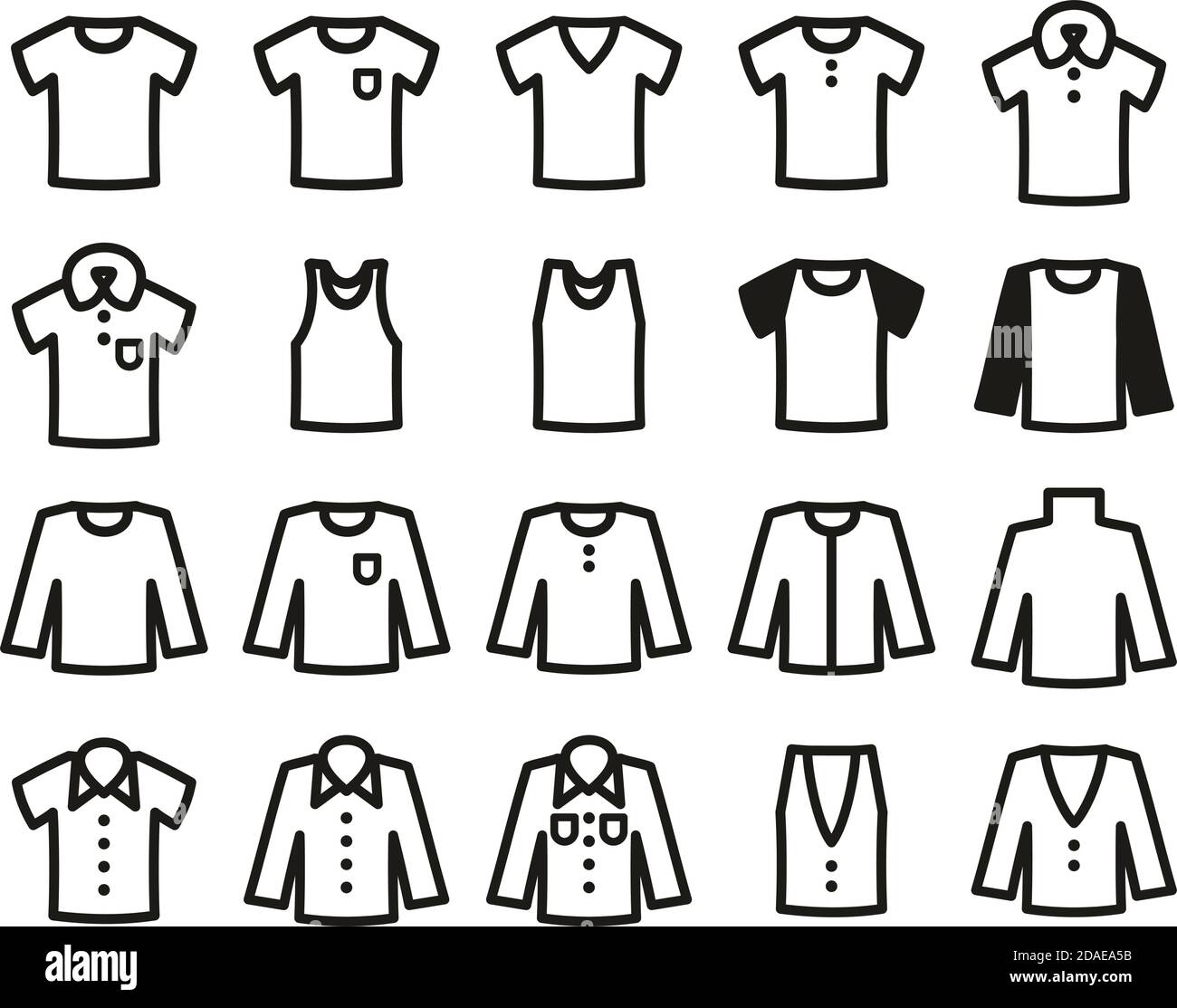 Shirt Icons Black & White Set Big Stock Vector Image & Art - Alamy