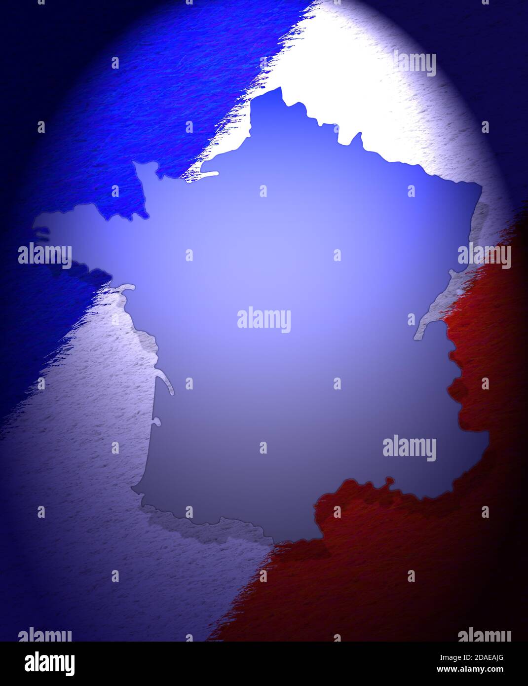 MAP OF FRANCE WITH BLUE, WHITE AND RED COLOR Stock Photo - Alamy