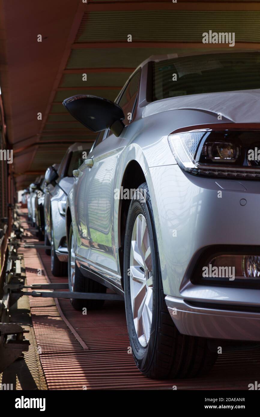 Car transporter train hi-res stock photography and images - Alamy