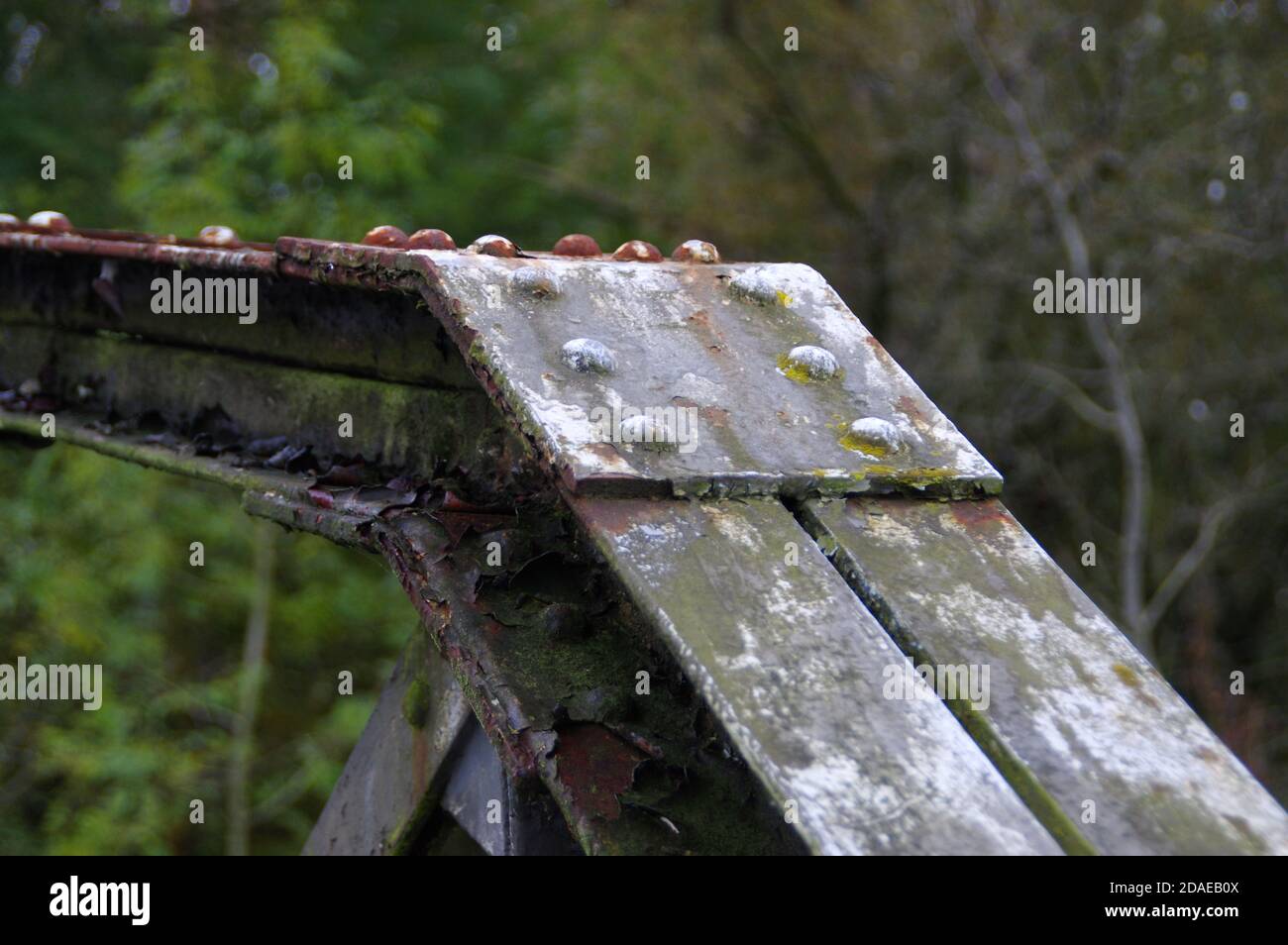 Rusty rivet joint on the old bridge. A forgotten steel structure Stock ...