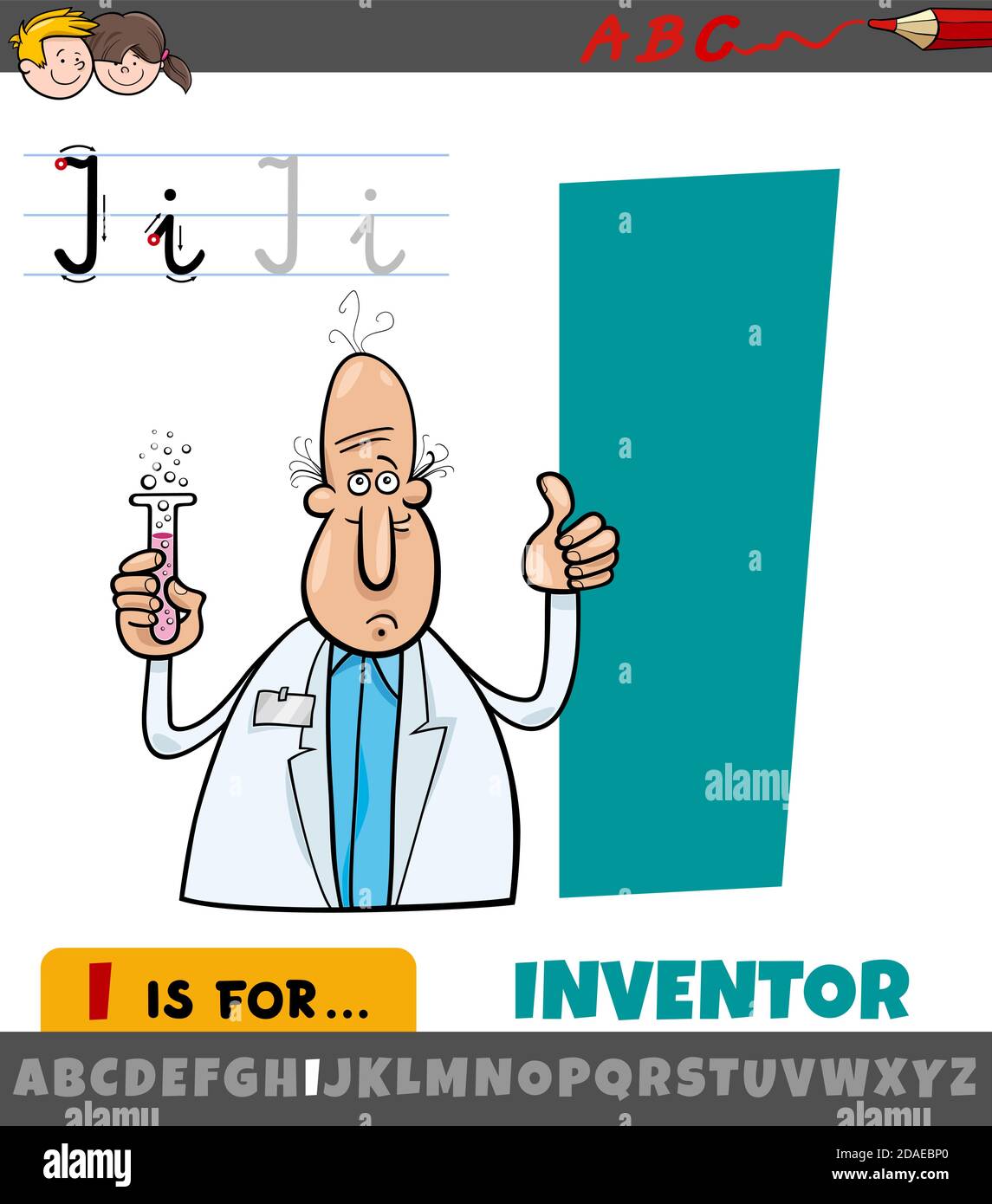 Educational cartoon illustration of letter I from alphabet with ...