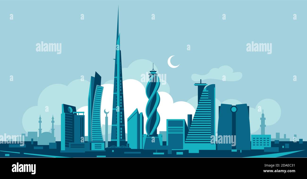 Jeddah Saudi Arabia skyline vector illustration Stock Vector Image ...